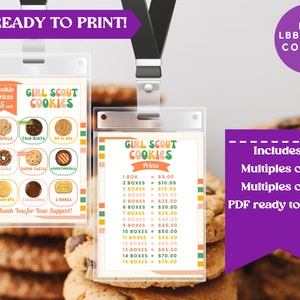 2024 Girl Scout Cookie Lanyard, Printable LBB ABC Price Menu, Cookie ...