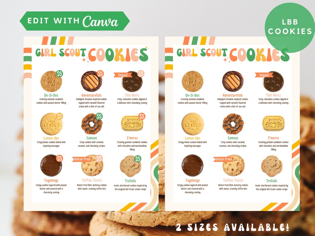Girl Scout Cookie LBB Menu Sign, Cookie Order Form 2023 2024, Editable ...