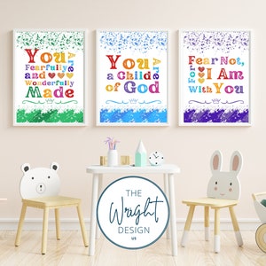 Set of 6 Christian Kids Classroom Rainbow Colors Wall Art, Colorful ...