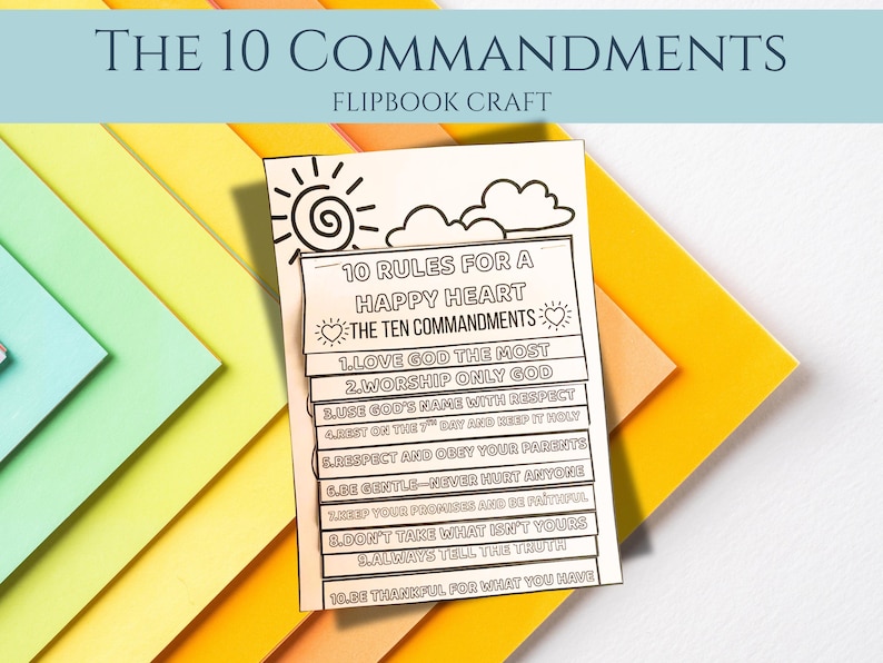 10 Commandments Printable Coloring Flipbook Craft Activity for Kids ...