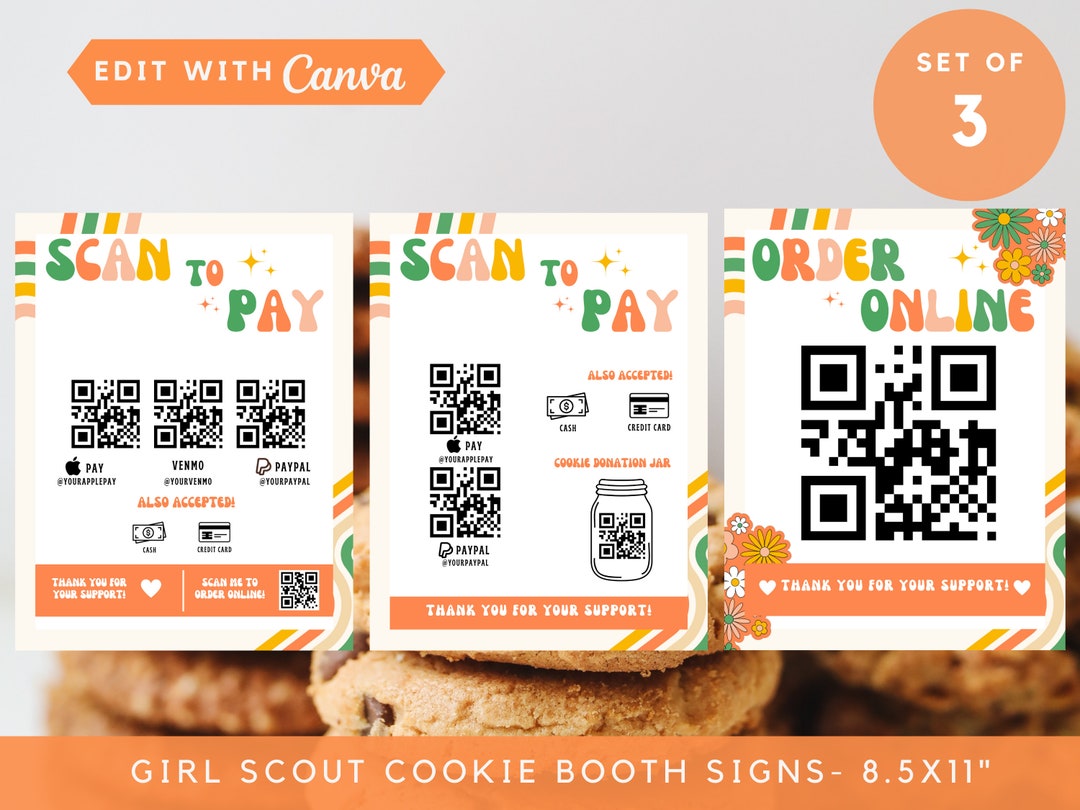 Girl Scout Cookie Sign 2023 2024, LBB ABC We Accept Sign, Scan to Pay ...