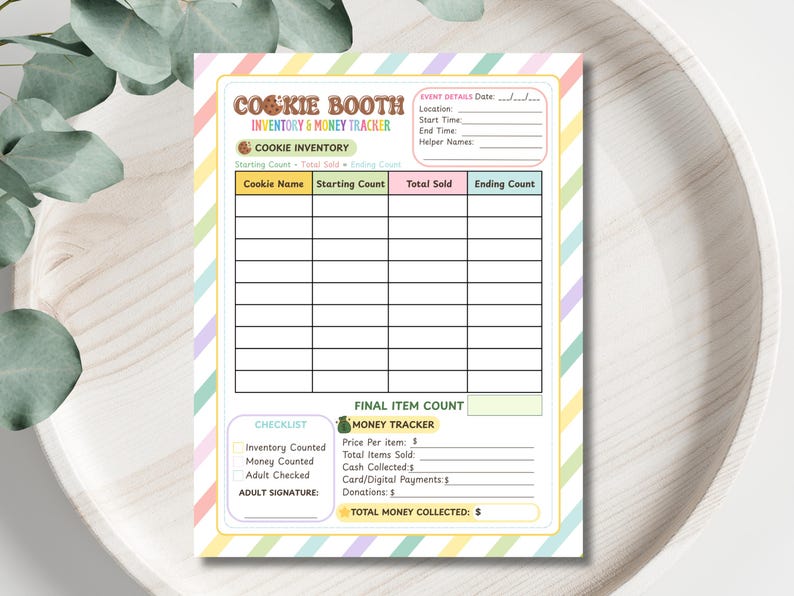 Fundraiser Booth Inventory and Money Tracker | Youth Fundraiser Sales ...