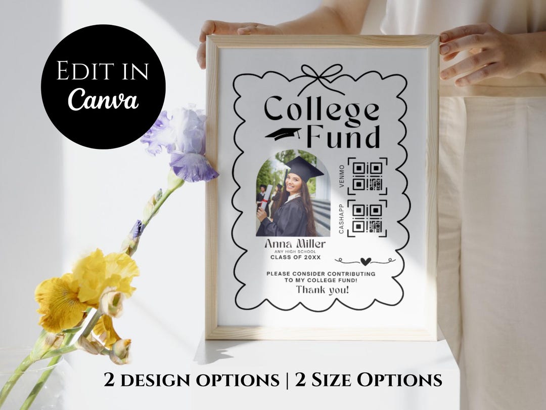Doodle Graduation College Fund Sign Template | Senior Celebration Scan ...