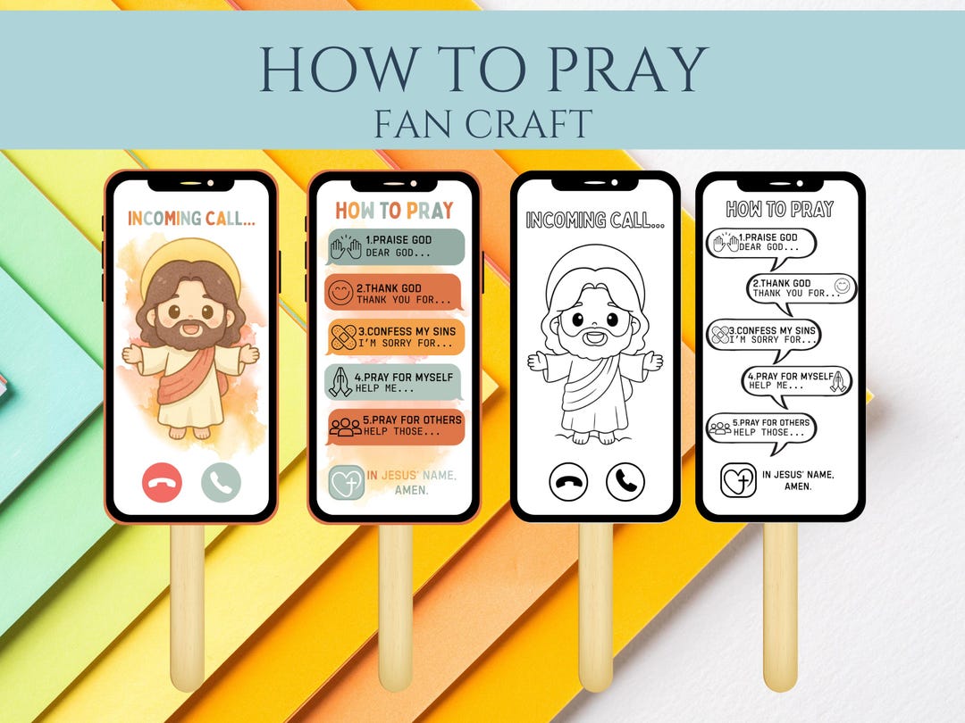 How to Pray Fan Activity for Kids | Printable DIY Paper Cellphone Craft ...