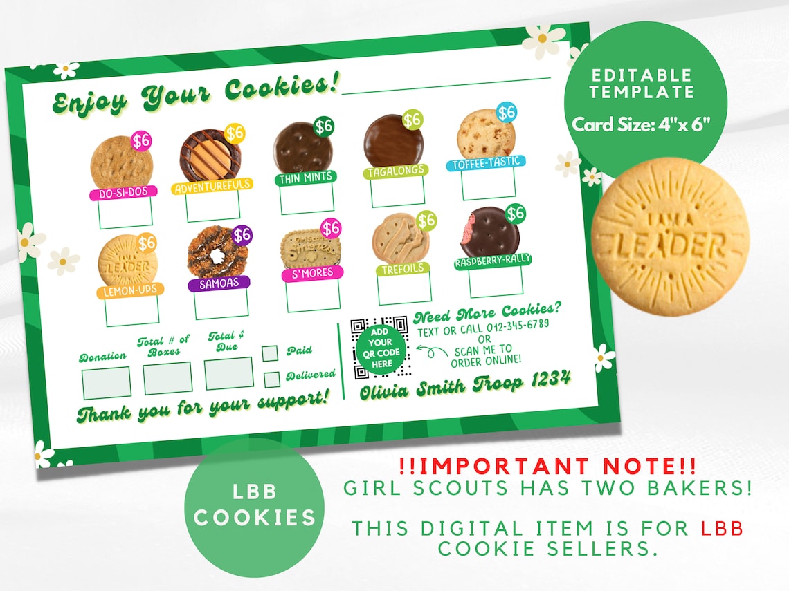 Retro Girl Scout Cookie Thank You Note 2023 Editable LBB - Etsy