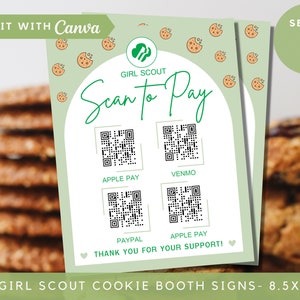 2024 2025 Girl Scout Cookie Sign, LBB ABC We Accept Sign, Scan to Pay ...
