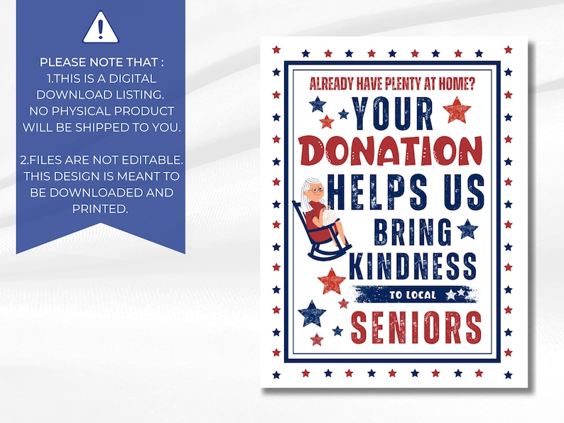 Donation Booth Sign Printable | Support Local Seniors | Fundraiser ...