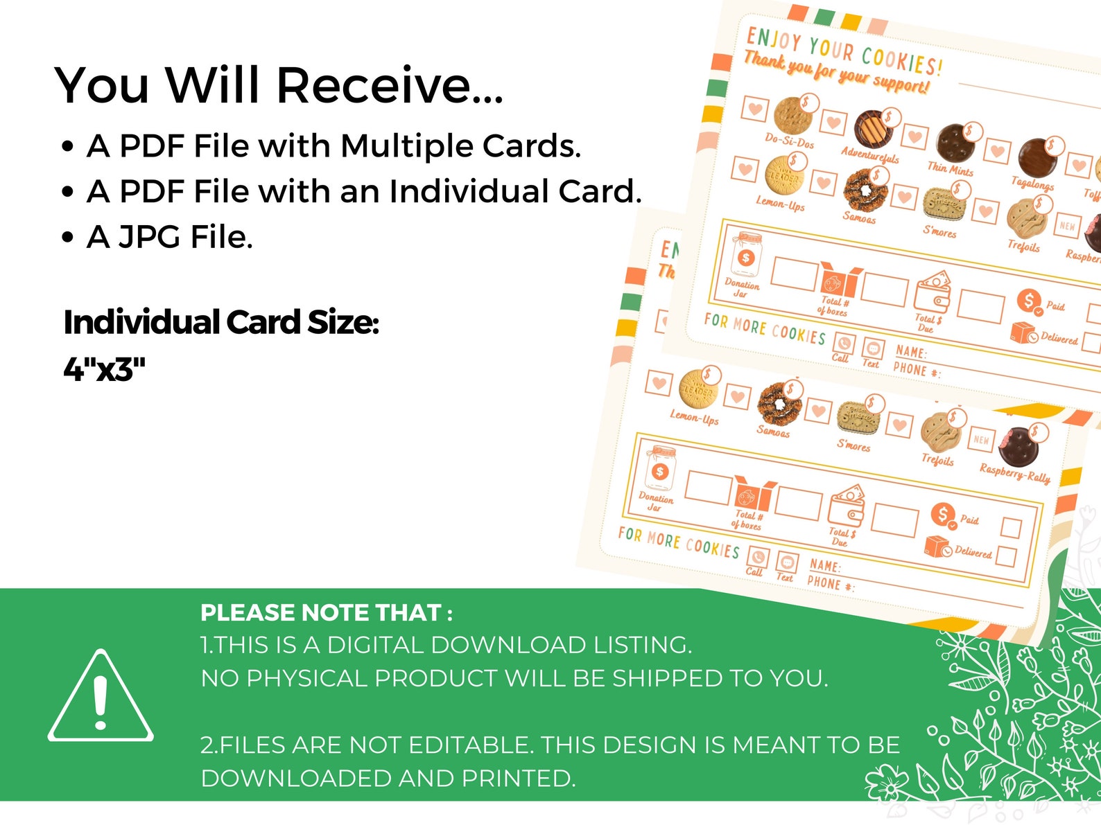 2023 Girl Scout Cookie Thank You Note Lbb Printable Order Etsy