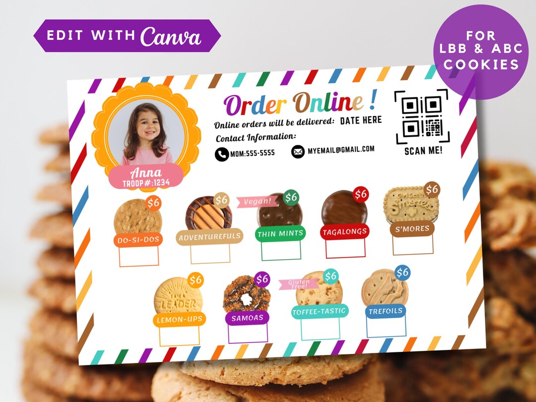2025 LBB ABC Editable Girl Scout Cookie Order Form, Cookie Menu Price ...