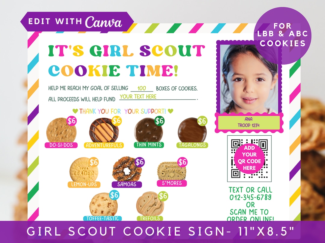 Editable Girl Scout Cookie Sign 2024, LBB ABC Cookie Menu Price List ...