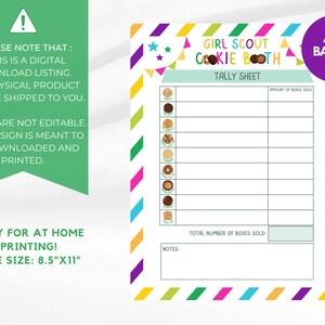 Printable Tally Sheet Girl Scout Cookie Booth 2024 2025, LBB ABC Cookie ...