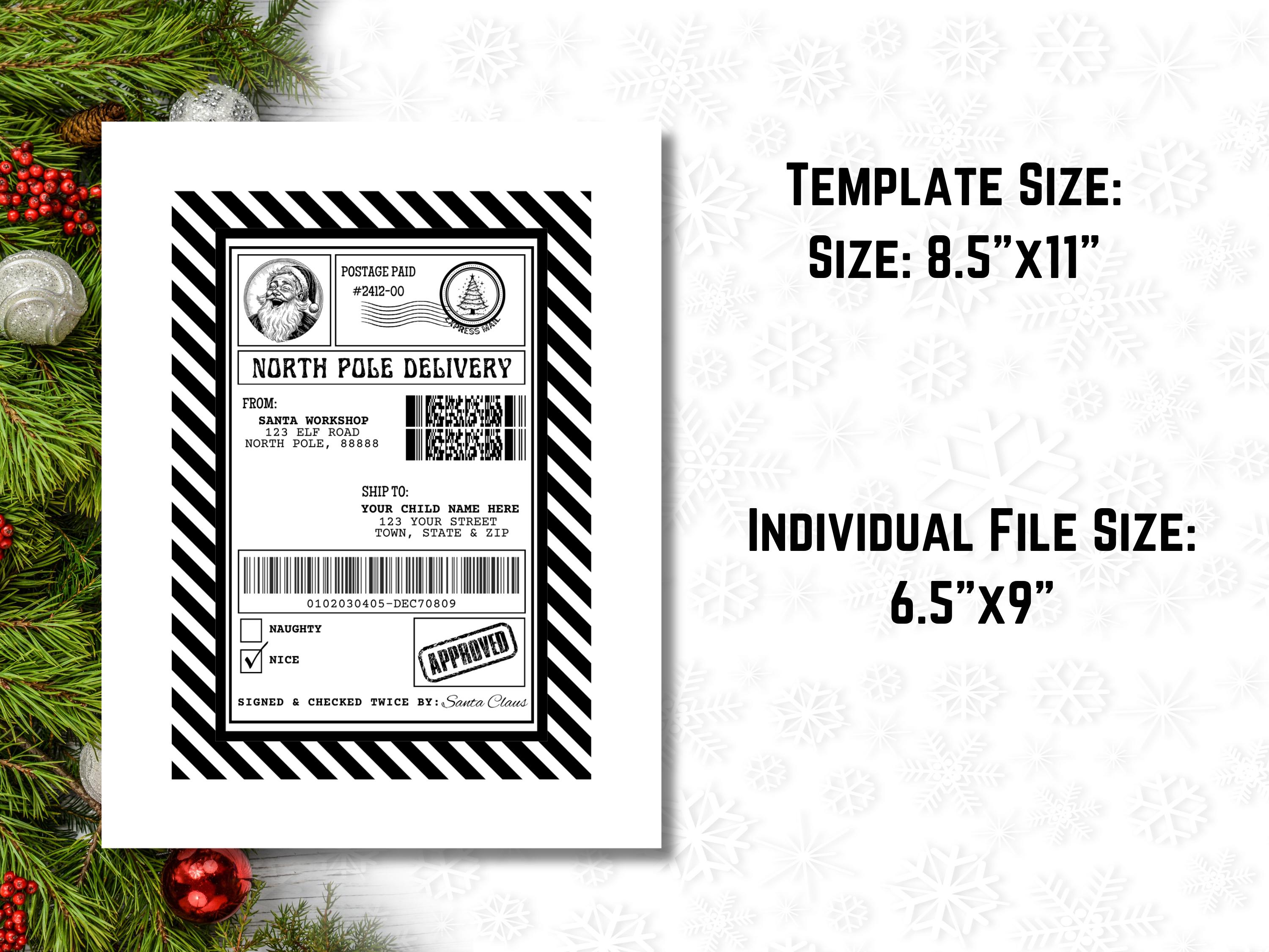 Editable Santa Shipping Label, Printable Christmas North Pole Mail ...