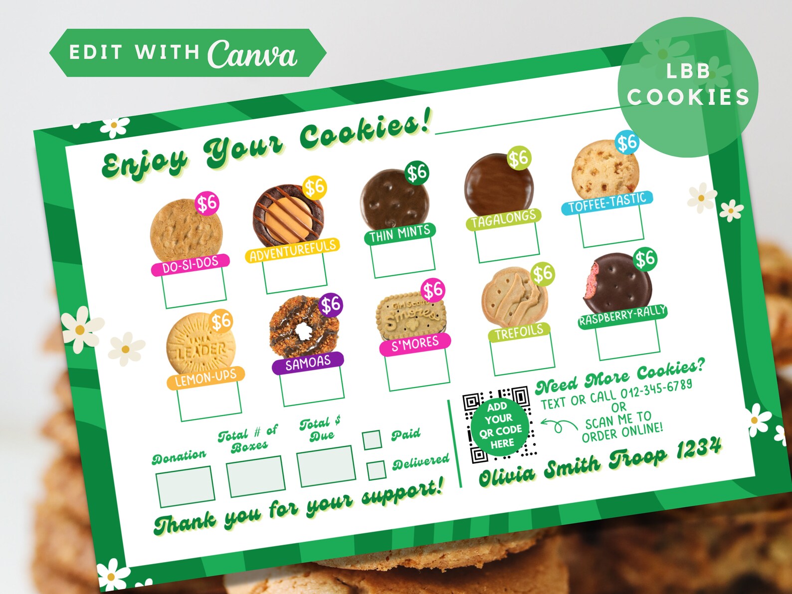 Retro Girl Scout Cookie Thank You Note 2023 Editable LBB - Etsy