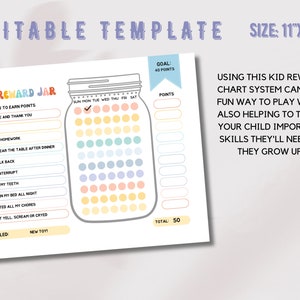 Editable Kids Behavior Chore Chart Jar Printable Reward System - Etsy