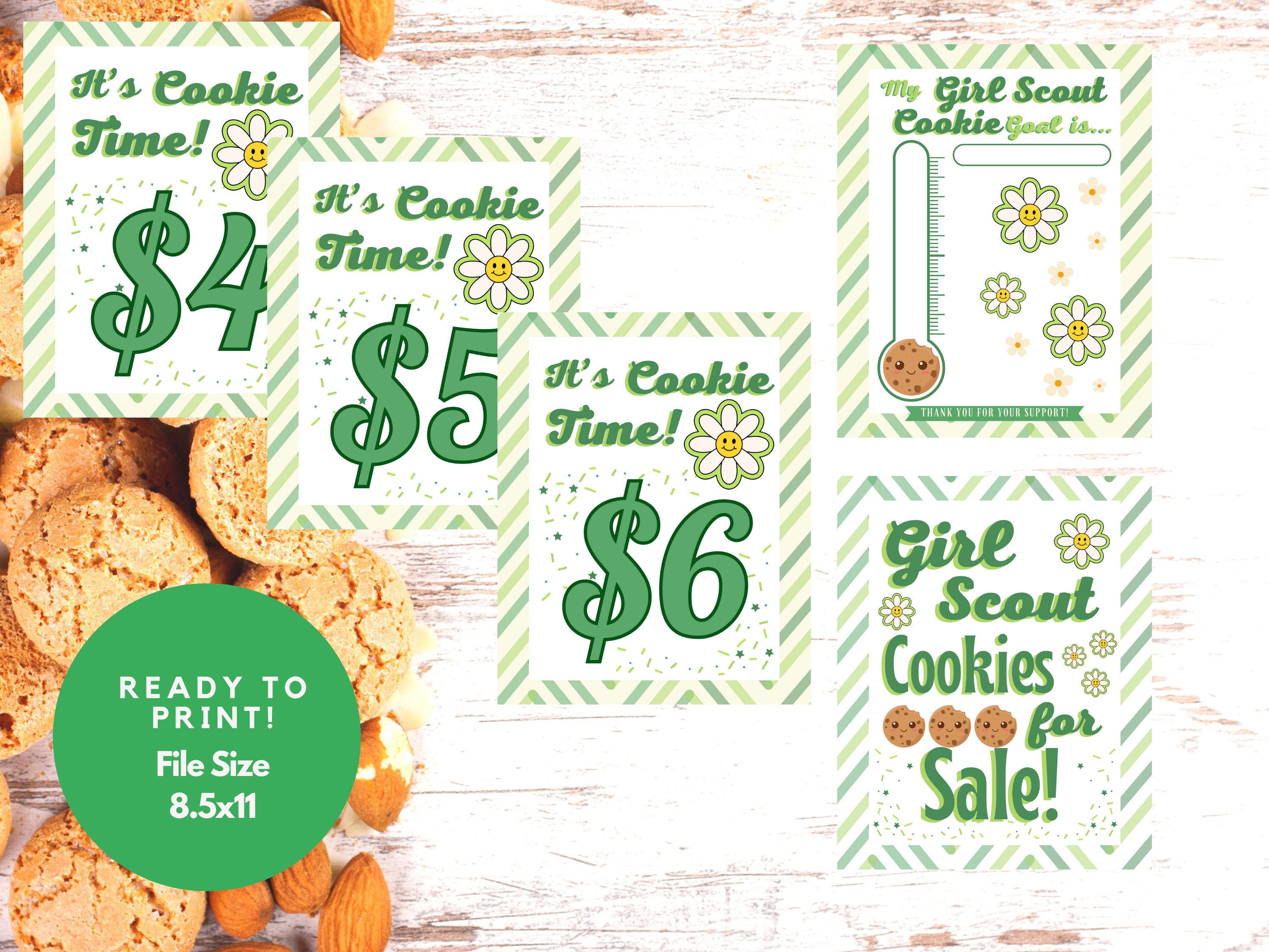 Cookie Goal Tracker, Cookie Price Signs, Cookie for Sale Sign, Girl ...