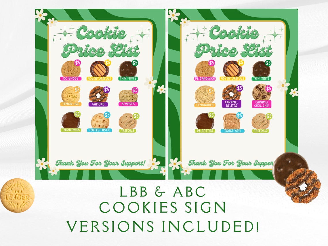 Editable Girl Scout Cookie Sign 2024 LBB ABC Retro Cookie - Etsy UK