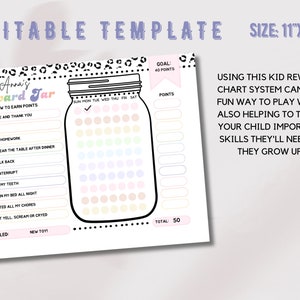 Editable Kids Behavior Chore Chart Printable Reward System - Etsy