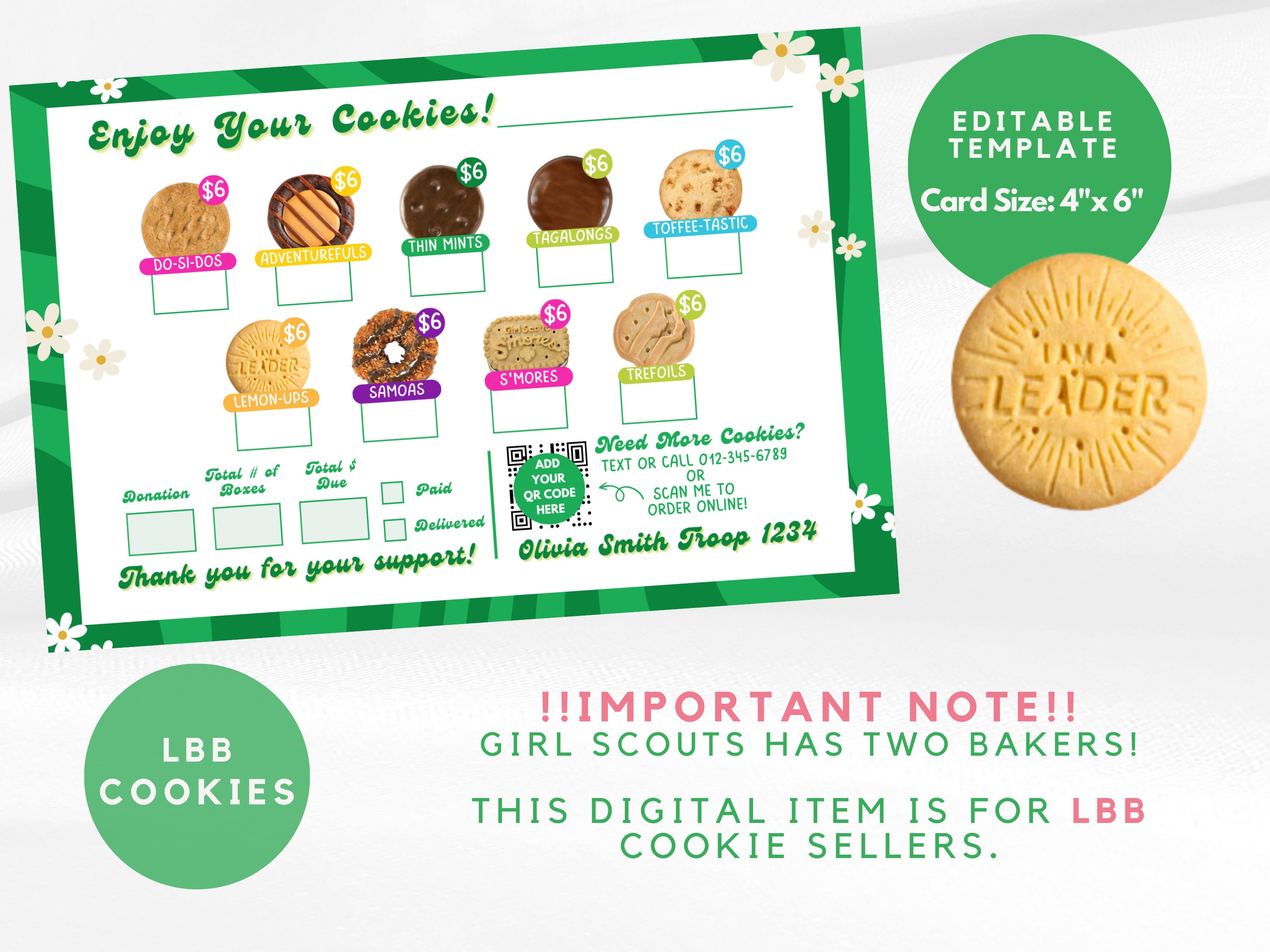 Retro Girl Scout Cookie Thank You Note 2024, Editable LBB Order Form ...