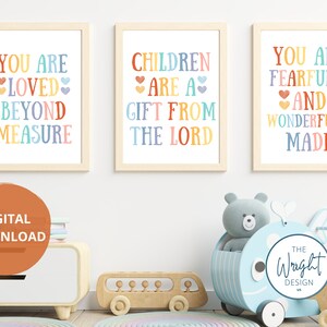 Set of 3 Christian Bible Verse Poster for Kids, Children Sunday School ...