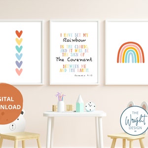 Set of 3 Christian Posters, Genesis 9 13, I Have Set My Rainbow in the ...