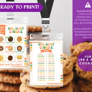 2024 Girl Scout Cookie Lanyard, Printable LBB ABC Price Menu, Cookie ...