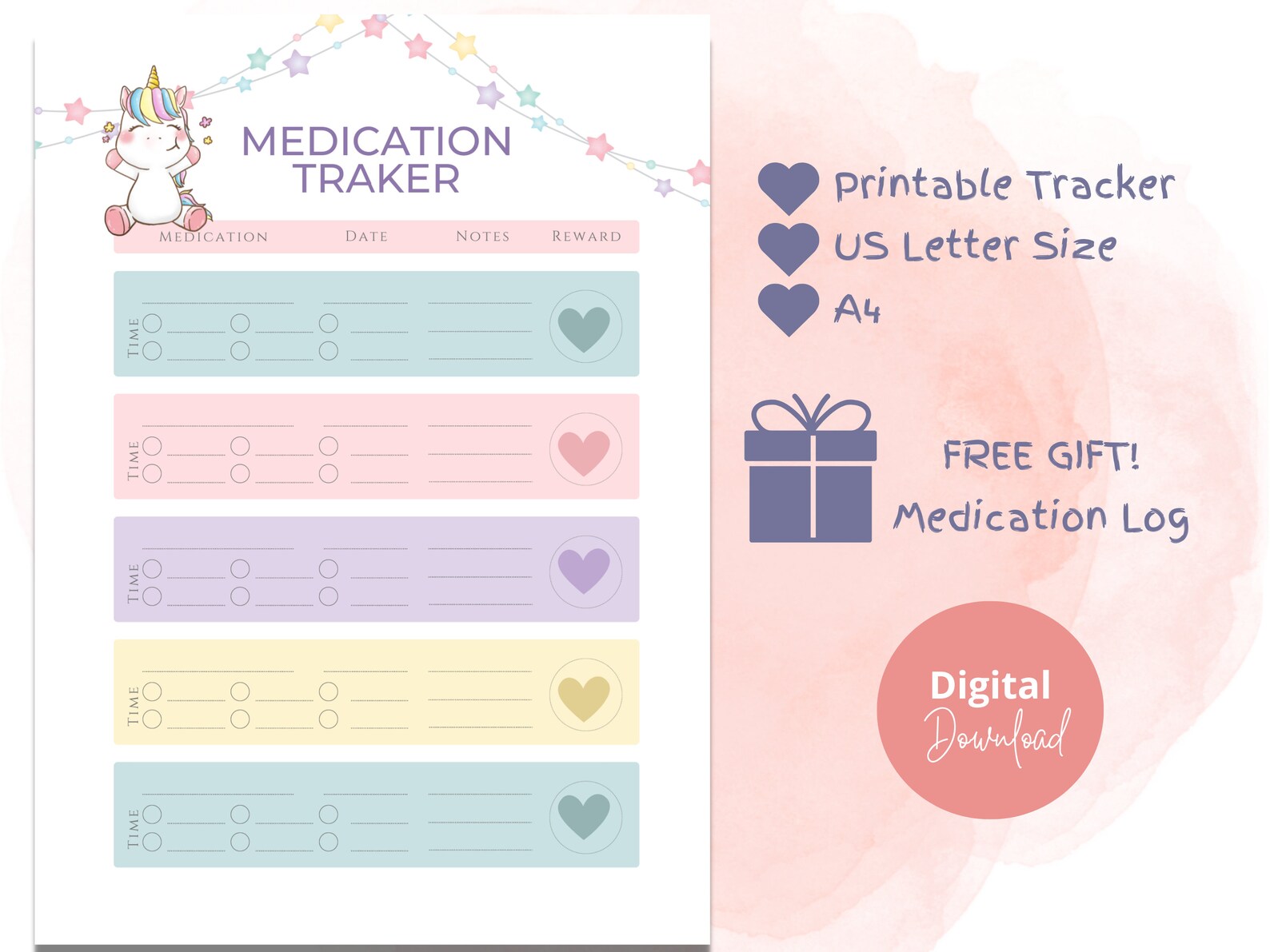 Kid Daily Medication Tracker Medicine Vitamins Supplements - Etsy