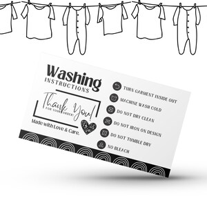T-shirt Care Instructions Card, HTV Washing Instructions Printable ...