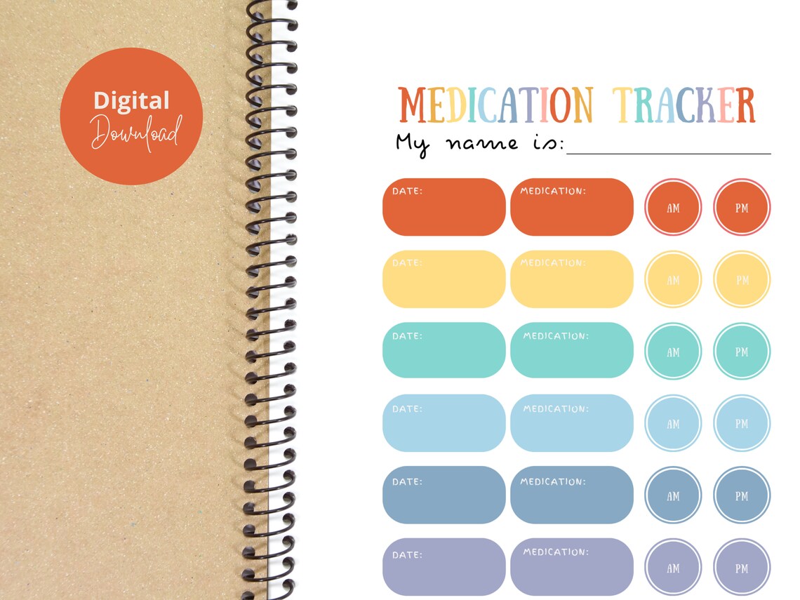 Kid Weekly Medication Tracker Colorful Medicine Kid Chart - Etsy