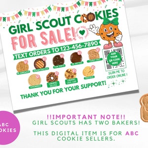 Girl Scout Cookie Flyer 2024 2025, ABC Cookie Menu Booth Sign, QR Code ...