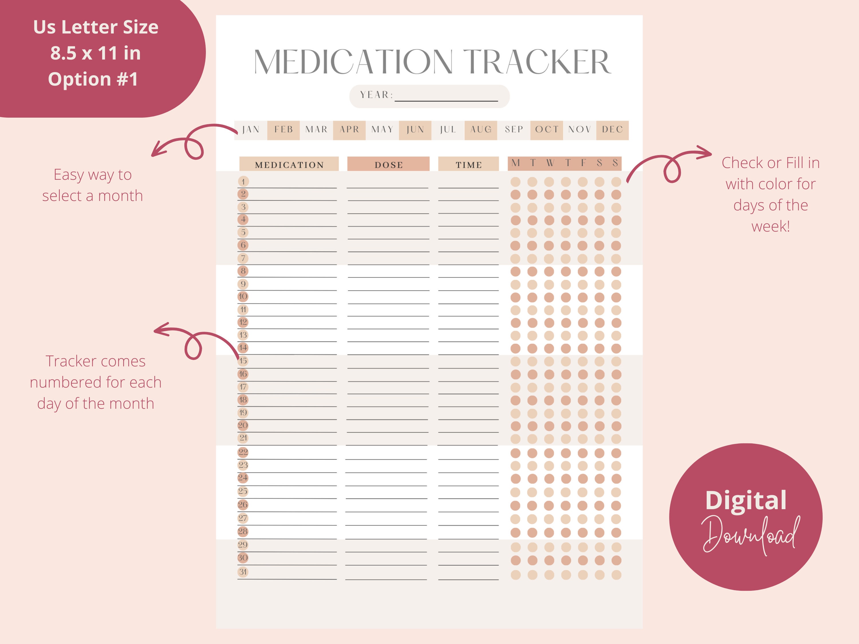 Medicine Tracker Madication Tracker Daily Weekly Medication - Etsy