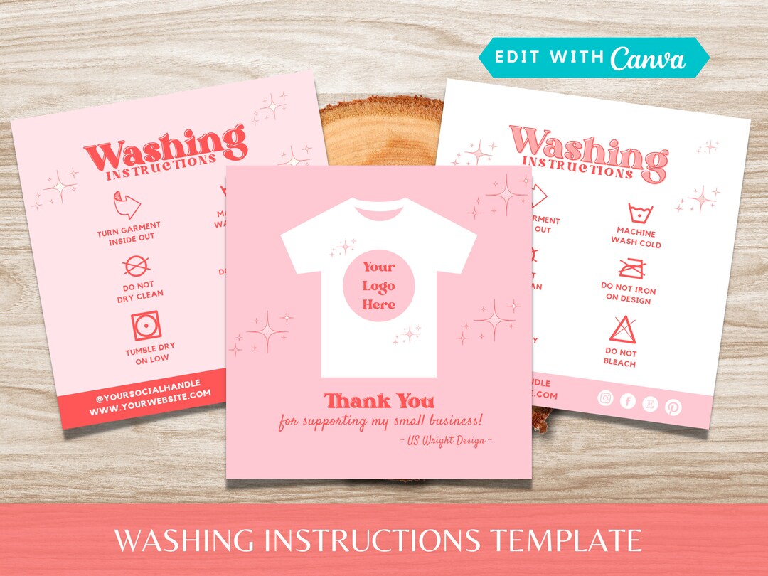 T- Shirt Care Instructions Template, HTV Washing Instructions Card,png ...