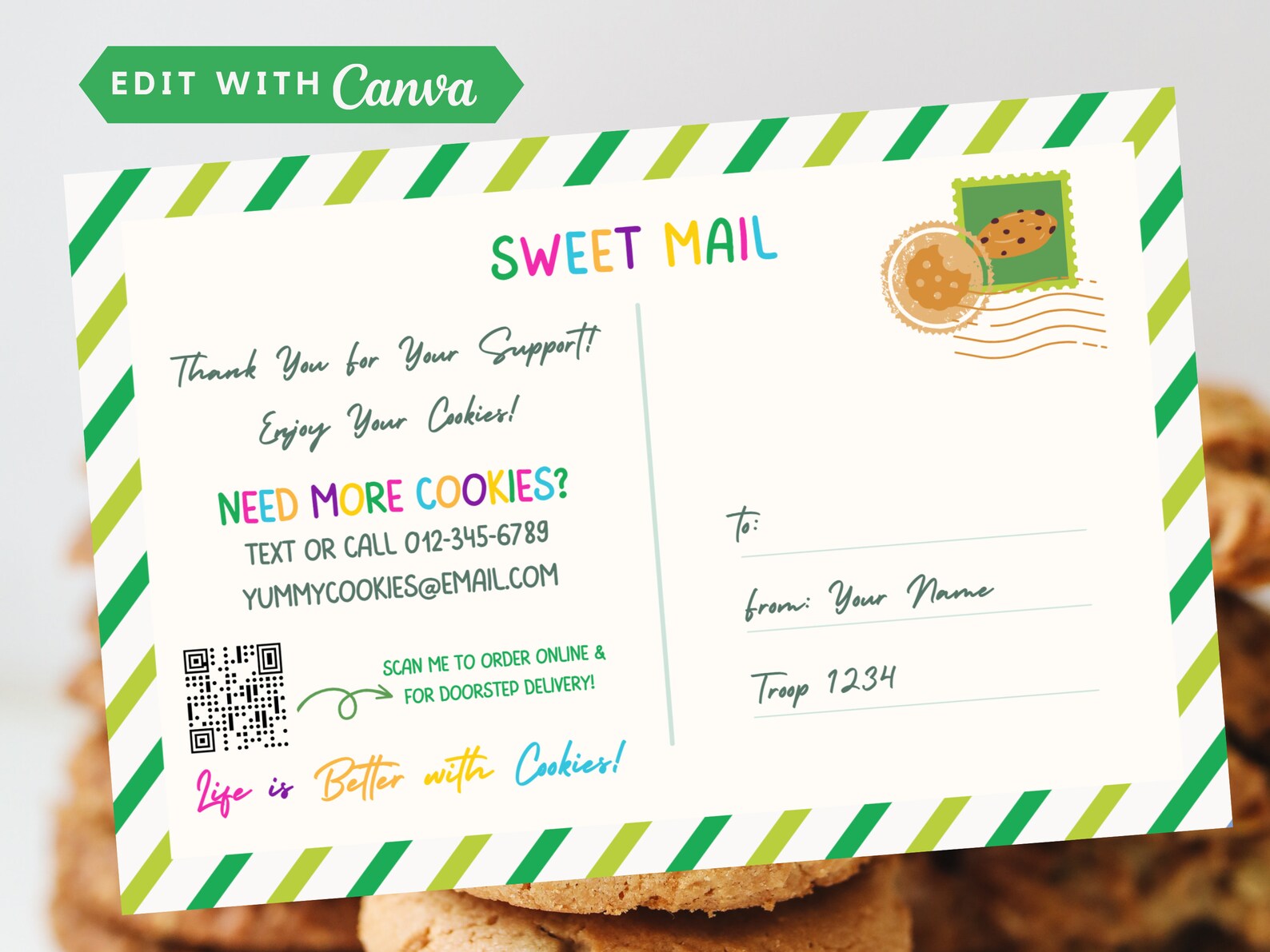 Girl Scout Cookie Thank You Note Template, Editable Printable Girl ...