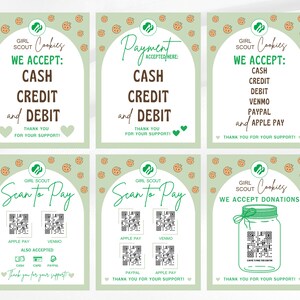 2024 Girl Scout Cookie Sign, LBB ABC We Accept Sign, Scan to Pay Booth ...