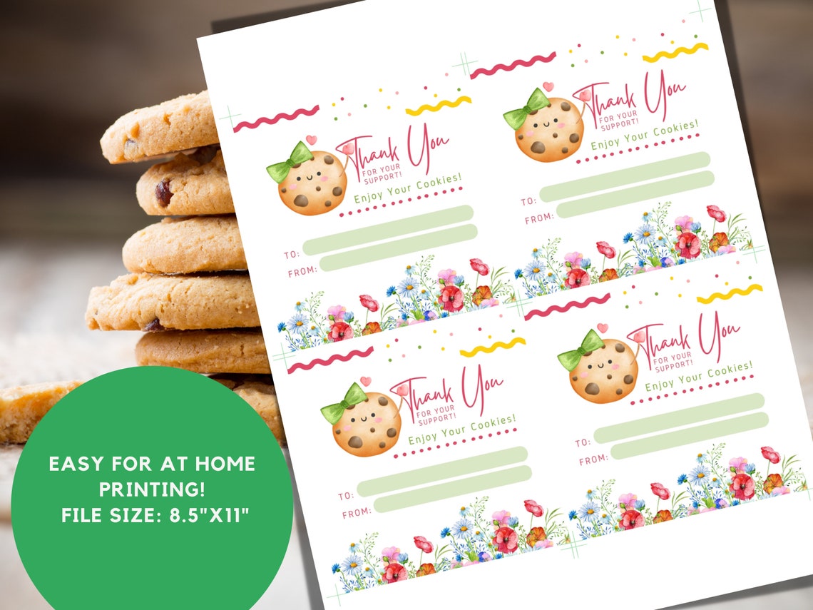 2023 Girl Scout Cookie Thank You Tag Printable Lbb Abc Card - Etsy