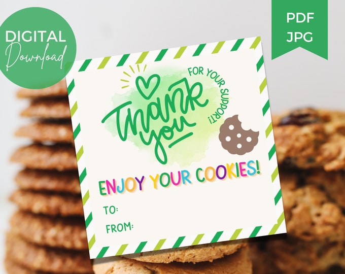 Girl Scout Cookie Thank You Card, Girl Scout Thank You Note, Girl Scout ...