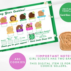 Retro Girl Scout Cookie Thank You Note 2024 2025, Editable ABC Order ...