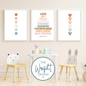 Set of 6 Christian Boho Bible Verse Poster for Sunday School Classroom ...