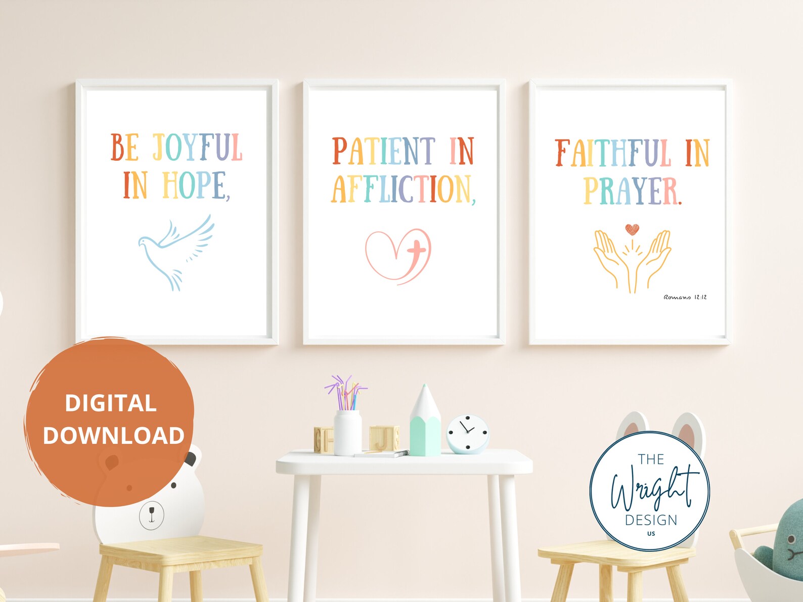 Set of 3 Christian Bible Verse Poster for Kids Children - Etsy