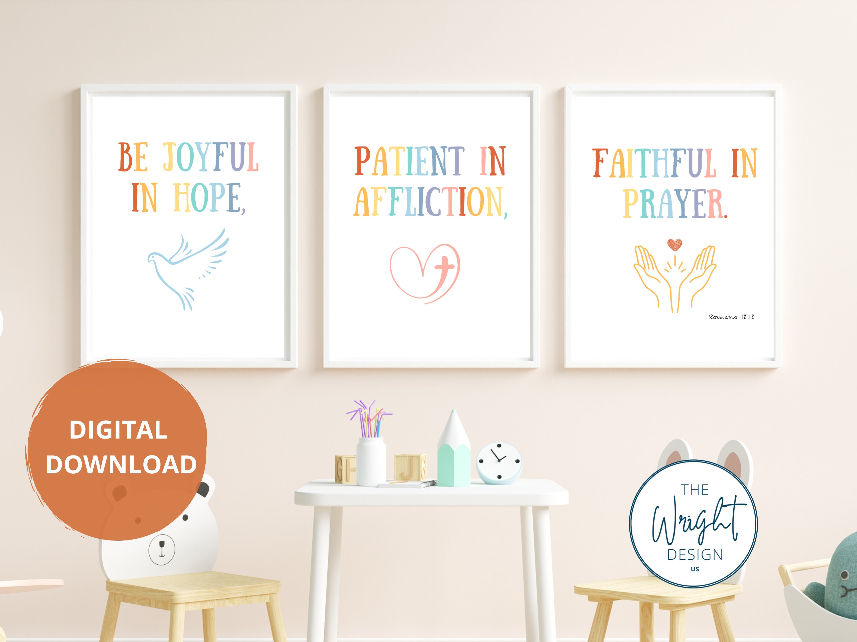 Set of 3 Christian Bible Verse Poster for Kids Children - Etsy