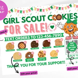 Girl Scout Cookie Flyer 2024 2025, ABC Cookie Menu Booth Sign, QR Code ...