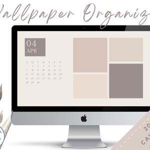 2024 Cute Neutral Desktop Wallpaper Organizer Calendar, Daisy Floral ...