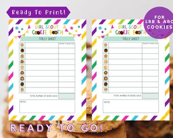 ABC Girl Scout Cookie Booth Tally Cookies Count Sheet Printable Smart ...