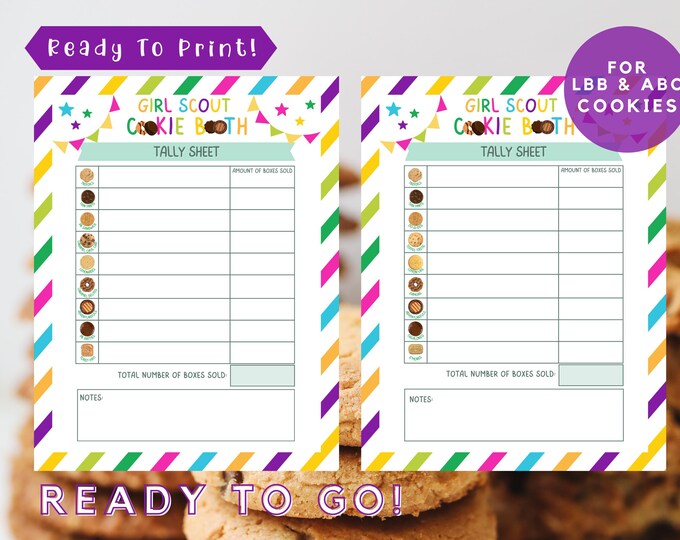 LBB Girl Scout Cookie Booth Tally Count Sheet Printable Little Brownie ...