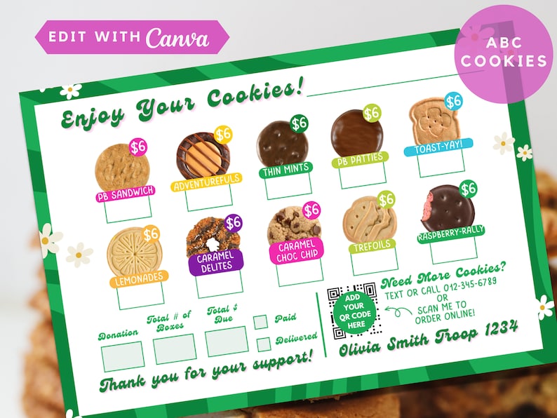 Retro Girl Scout Cookie Thank You Note 2023 Editable ABC - Etsy