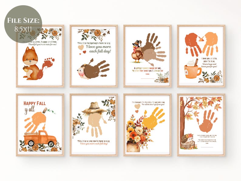 Fall Handprint Art Bundle Printable Keepsake | Thanksgiving Craft ...