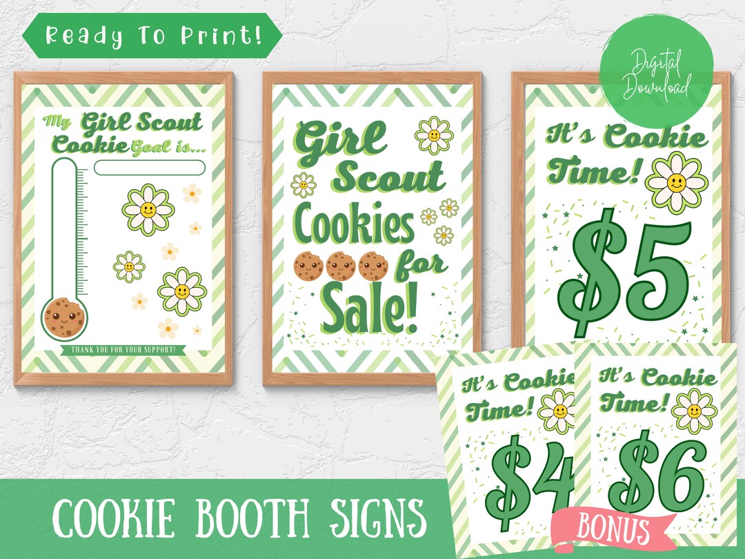 Cookie Goal Tracker, Cookie Price Signs, Cookie for Sale Sign, Girl ...