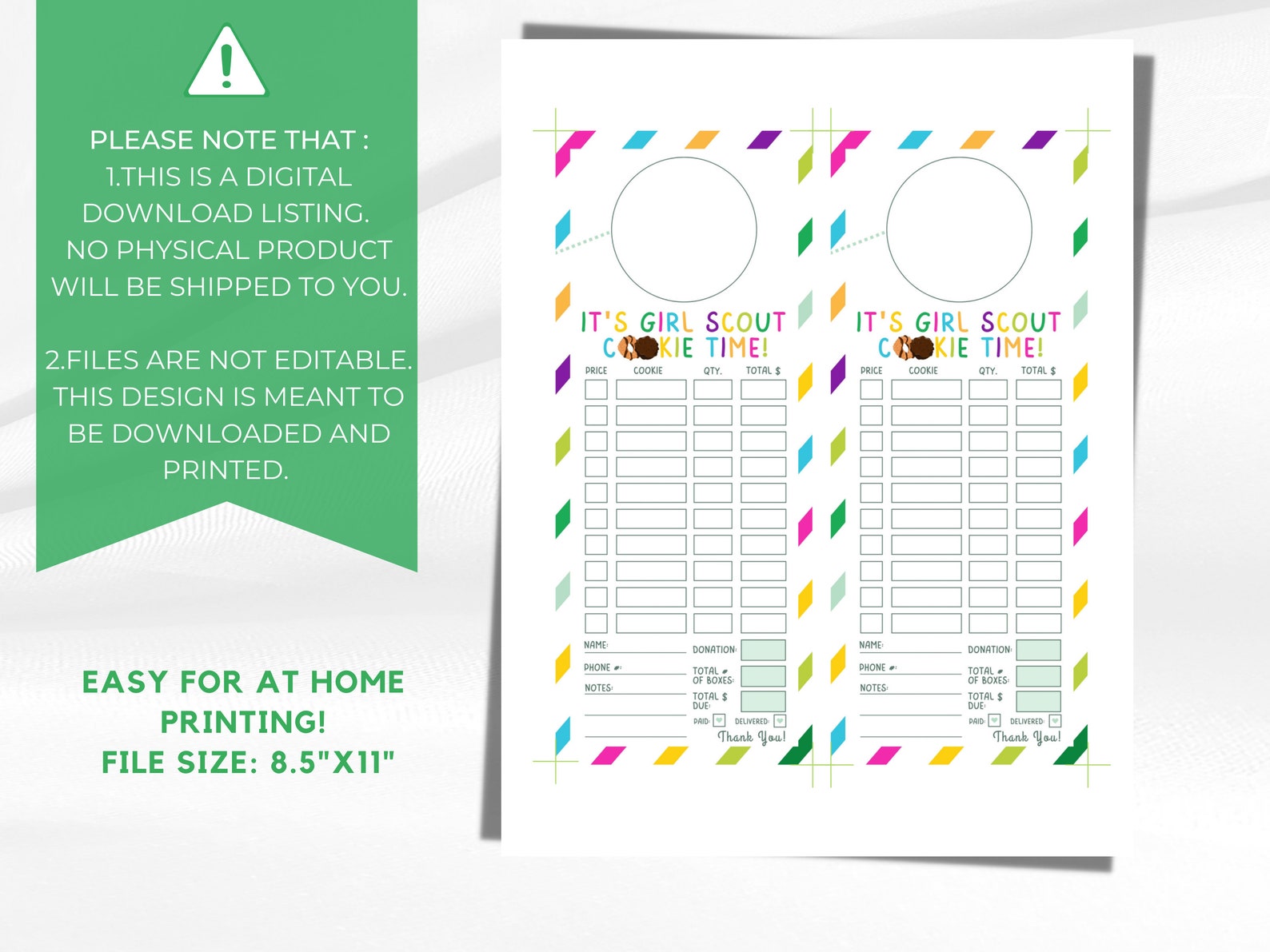 Girl Scout Cookie Door Hanger ABC LBB Order Form Printable - Etsy