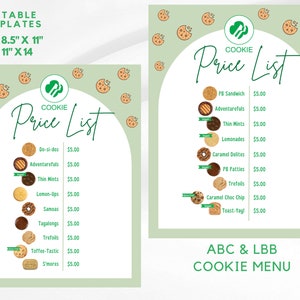 Girl Scout Cookie Sign 2024, LBB ABC Cookie Menu, Price List, Booth ...