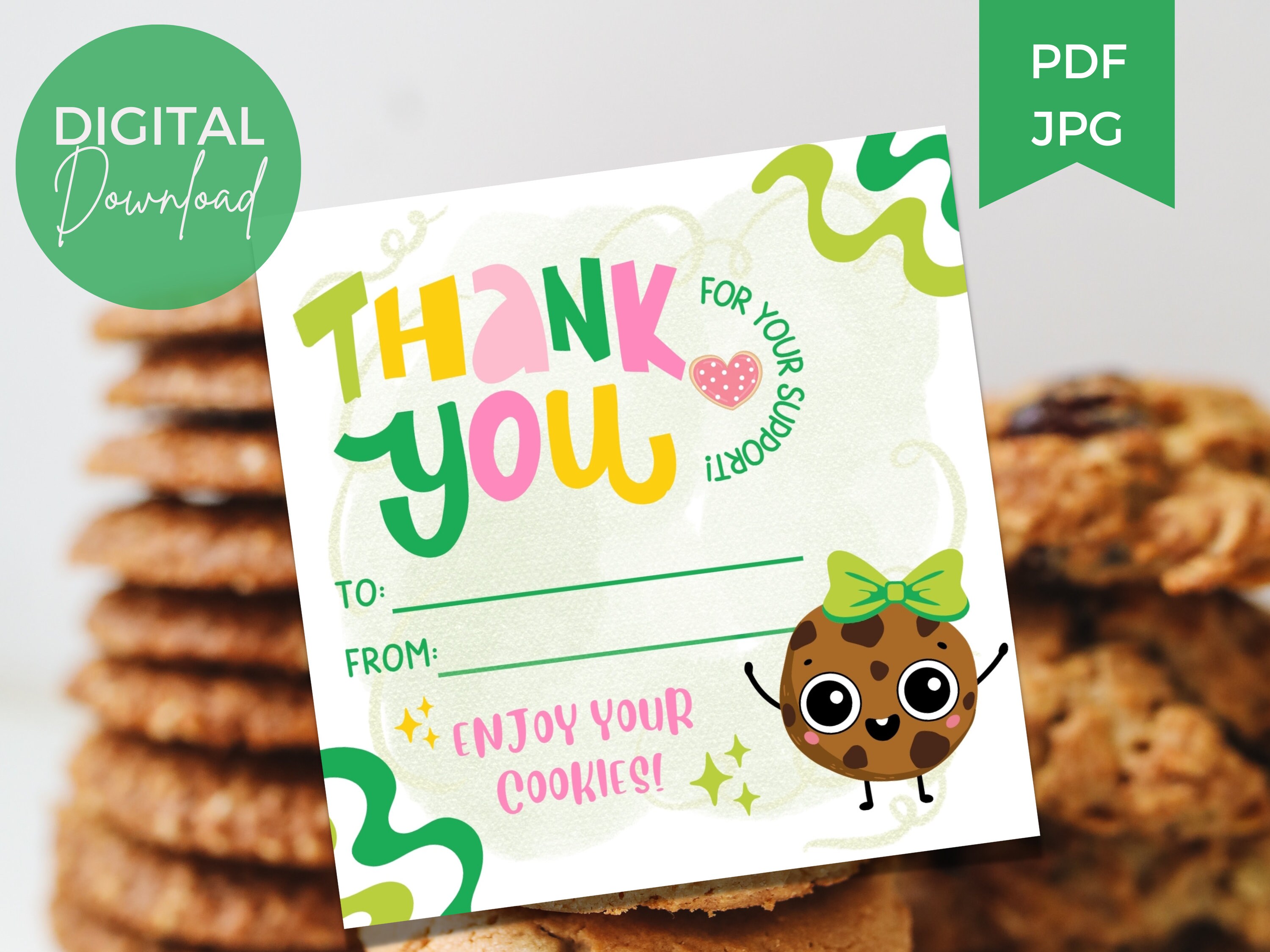 Girl Scout Cookie Thank You Note 2023 Printable LBB Abc Tag - Etsy