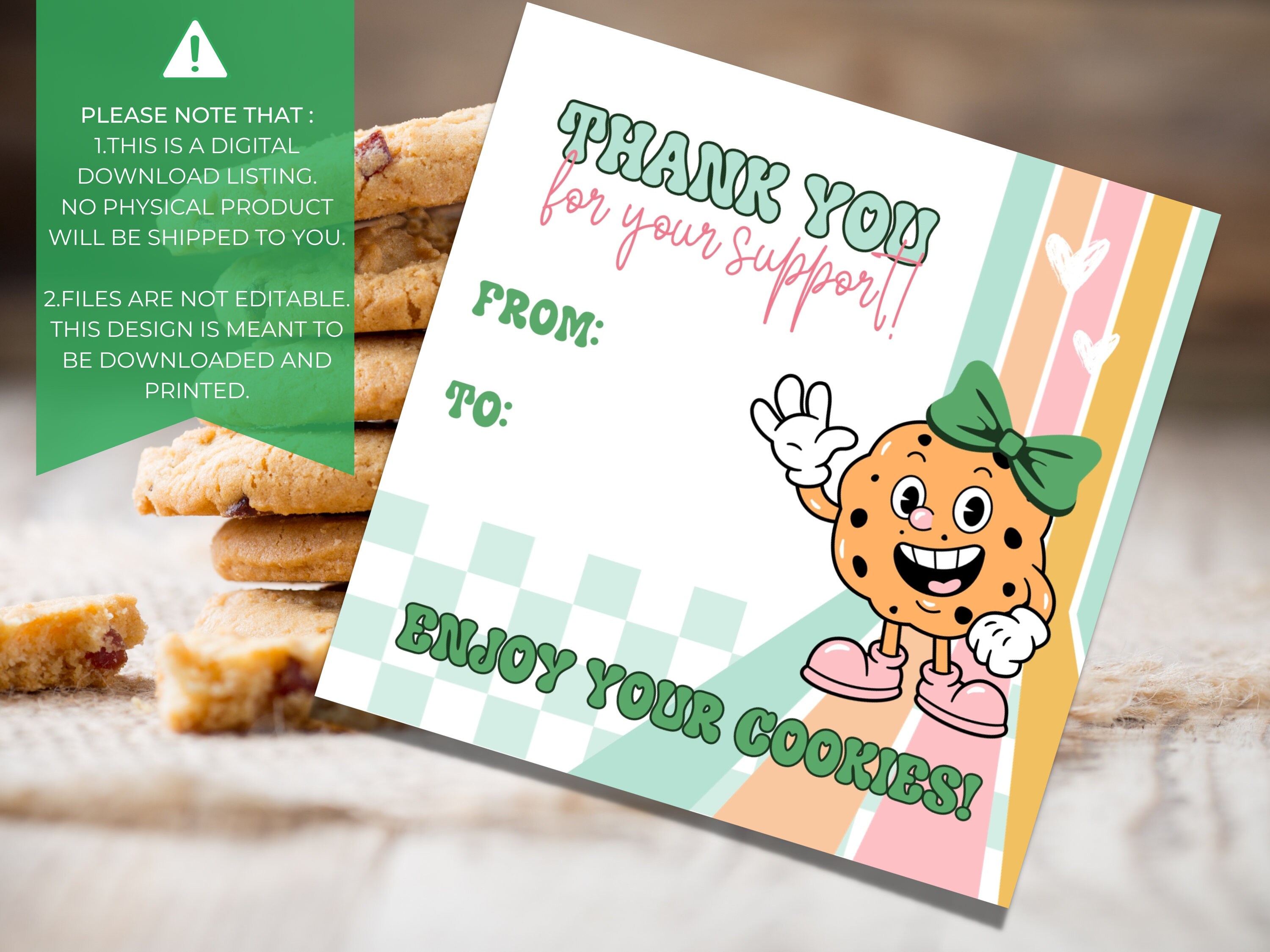 Retro Girl Scout Cookie Printable Thank You Card 2023 2024 , LBB ABC ...